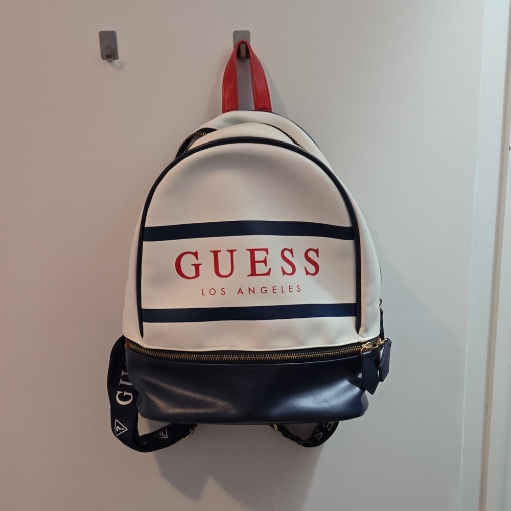Guess Los Angeles White And Blue Backpack - Gem